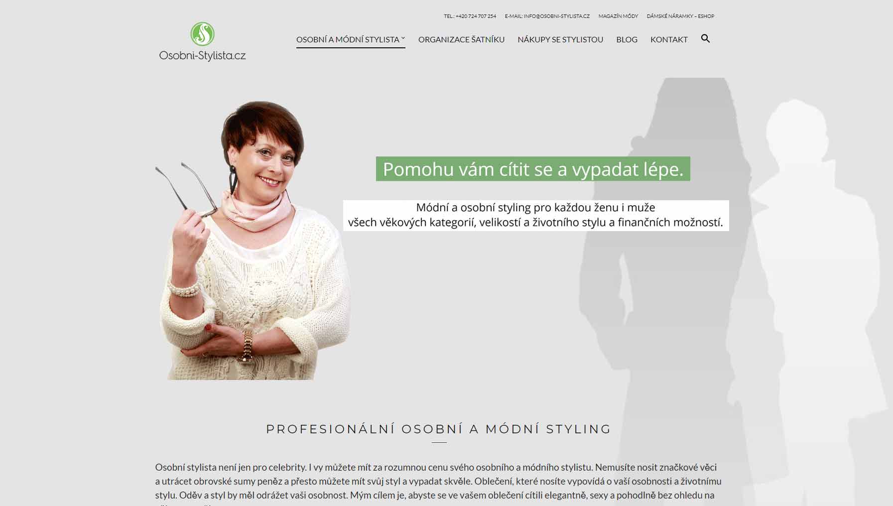 Osobní a módní stylista v Praze - webová stránka v novém designu